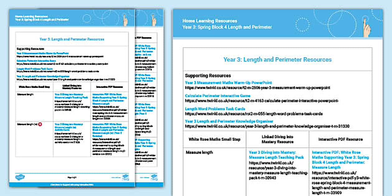 👉 Overview Digital PDFs Y3 White Rose Maths Length & Perimeter